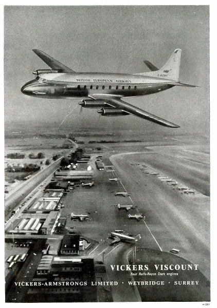 Advert, Vickers Viscount, BEA Our beautiful Wall Art and Photo Gifts ...