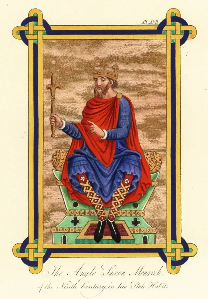 Anglo-Saxon monarch of the 9th century in state habit