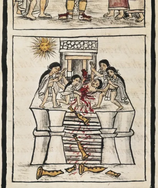 Aztec Sacrifice Drawing