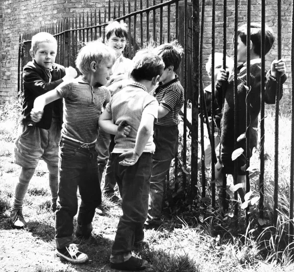 Boys playing by railings, Balham, SW London Our beautiful Wall Art and ...