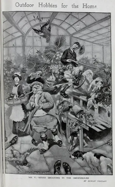 Caricature illustration, Mixed shooting in the greenhouse