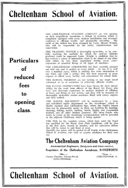 The Cheltenham School Of Aviation 1919 The Cheltenham