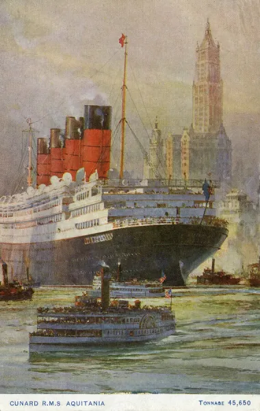 Cunard Liner RMS Aquitania arriving into New York Our beautiful Wall ...