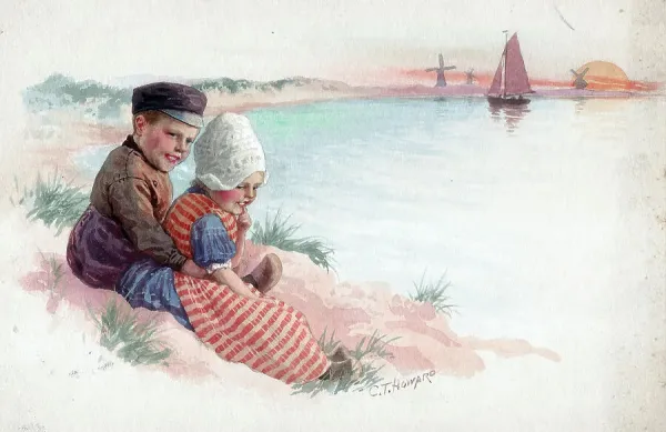 Dutch children two on beach Date: 1920s Our beautiful Wall Art and ...