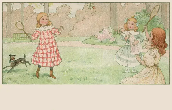 Edwardian children in a garden playing badminton Our beautiful Wall Art ...
