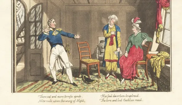 English Regency naval officer surprised in his cabin