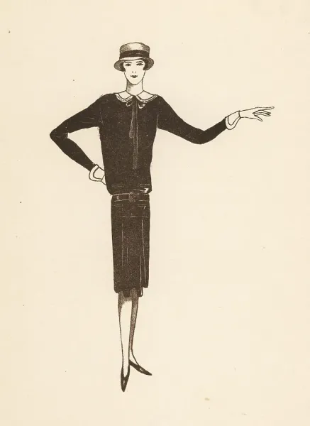 Fashionable woman in a boyish flapper outfit of hat