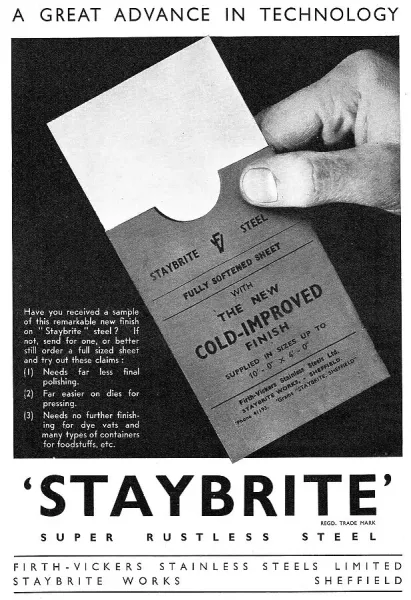 Firth-Vickers Staybrite Stainless Steels Firth-Vickers