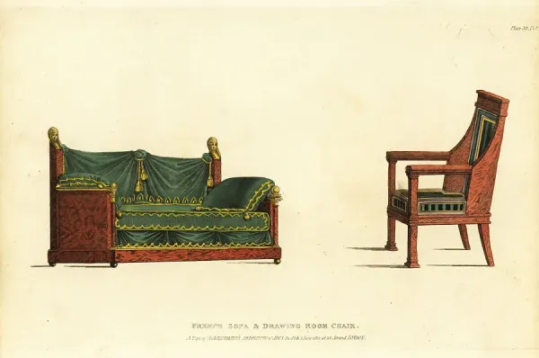 French sofa and drawing room chair, 1812 Our beautiful Wall Art and ...