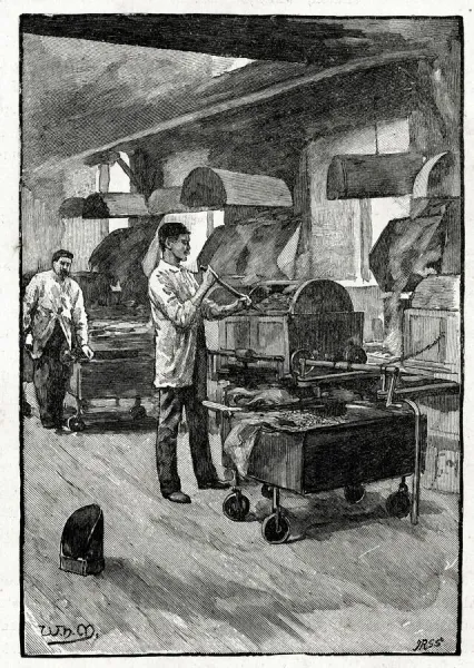 Frys Cocoa and Chocolate, roasting the cocoa Our beautiful Wall Art and ...