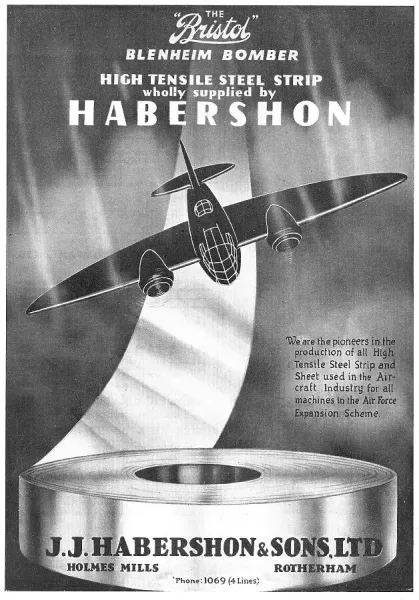 Habershon Strip Steel & Sheet For Aircraft Bristol Blemheim