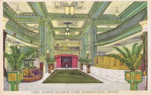 The lobby and Mezzanine floor in the Morrison Hotel