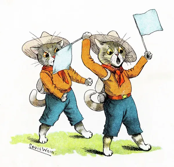 Louis Wain Cats Scout semaphore signal Date: 1912 Our beautiful Wall ...