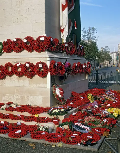 Poppies laid at The Cenotaph available as Framed Prints, Photos, Wall ...