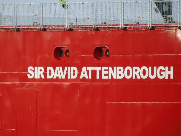 Wooden Jigsaw Puzzle of RRS Sir David Attenborough moored at Greenwich