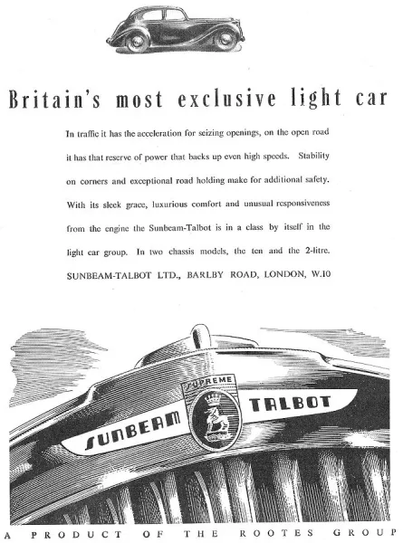 Sunbeam-Talbot 10 Sunbeam-Talbot 2 Litre 1946 Advert