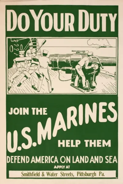WW1 recruitment poster, Join the US Marines Our beautiful Wall Art and ...