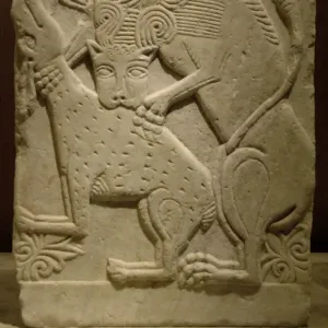 Byzantine Art. Marble slab with geometrical relief. Greece