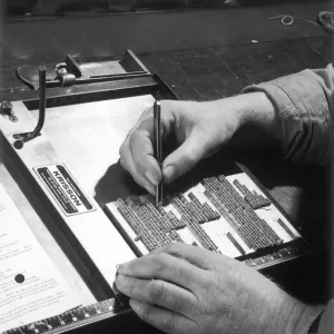 Typesetting by hand, Morning Post newspaper, London